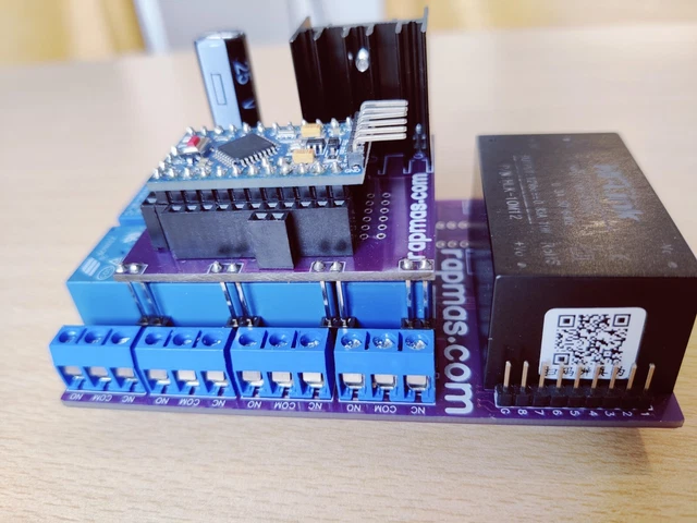 8-CHANNEL RELAY SHIELD with Arduino Pro Mini 120/220VAC power supply ...