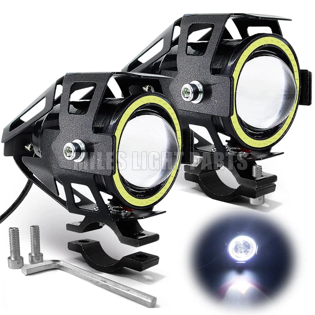 DRIVING FOG SPOT Lights Angel Eye Halo Rings LED Headlight Motorcycle ...