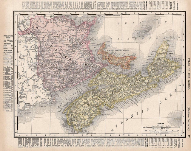 1900 ANTIQUE MCNALLY Unrivaled Atlas-Map Of Maritime Provinces, Canada £8.22 - PicClick UK