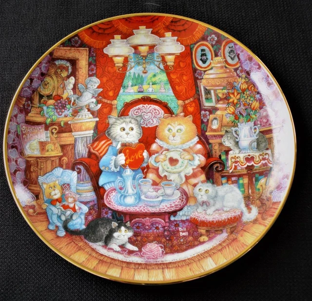 VINTAGE FRANKLIN MINT WHISKER WUV CATS by Bill Bell Porcelain 8 1/4 ...