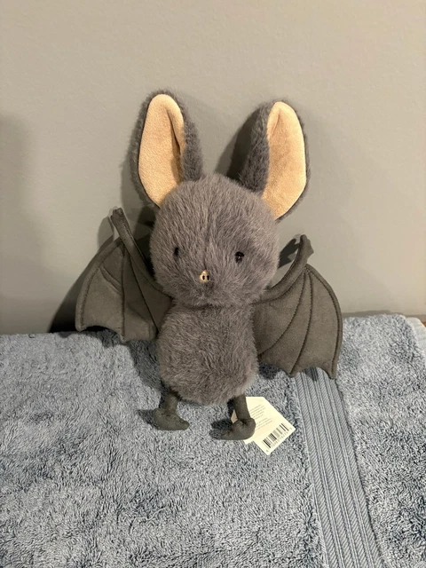 JELLYCAT BROOX BAT Halloween Plush Gray 22cm With Dust Tags And Dust ...