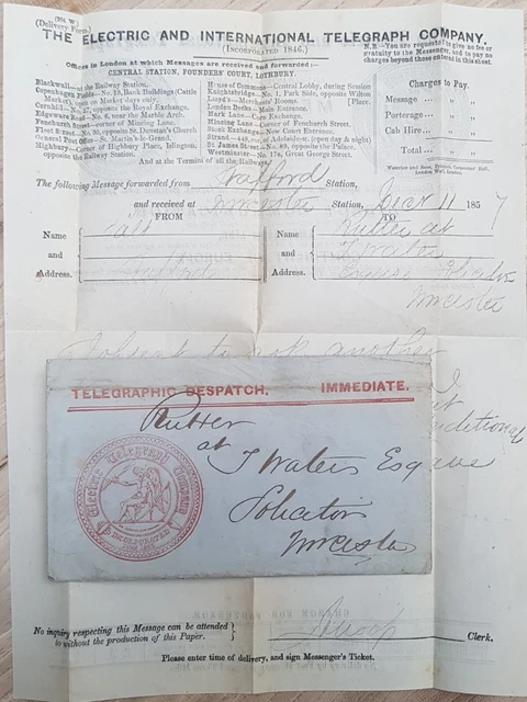 ANTIQUE TELEGRAM ELECTRIC International Telegraph+Env Salford to ...