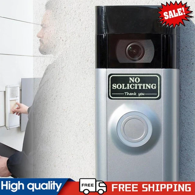 10 SHEETS DOORBELL Camera Sticker Waterproof No Soliciting Decals Self ...