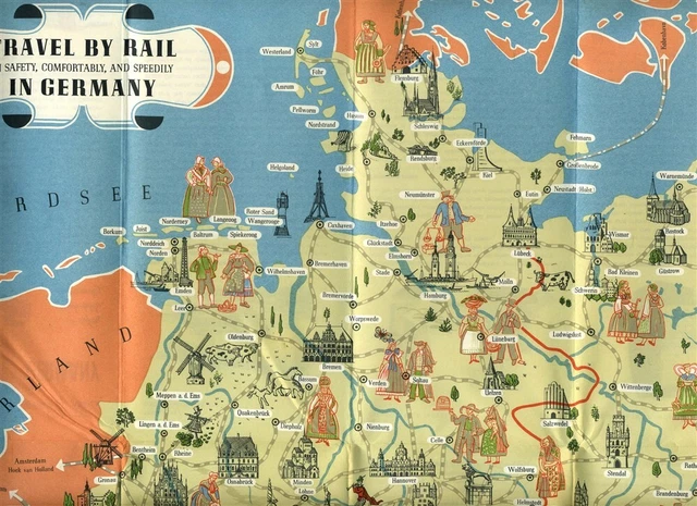 TRAVEL BY RAIL in Germany Brochure 1950's Maps and Information £70.97 ...