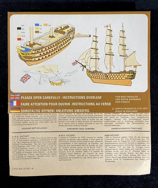 1973 AIRFIX H.M.S. VICTORY Historical Ship Kit, #01267-4, In Blister ...