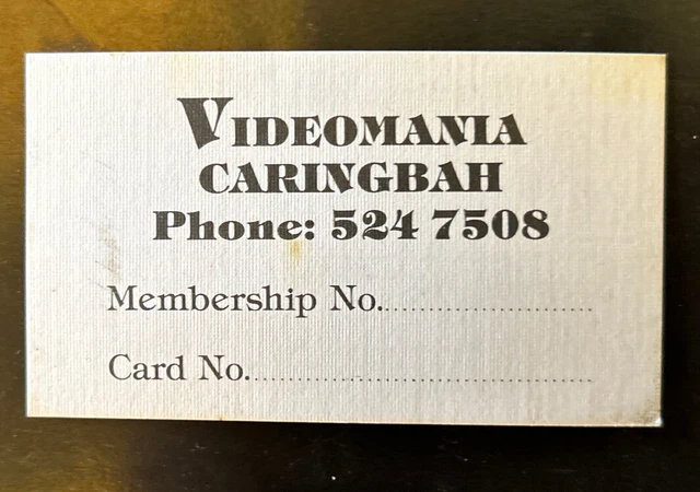 VIDEOMANIA MEMBERSHIP BUSINESS Library Card VHS early Video Shop 1980s ...