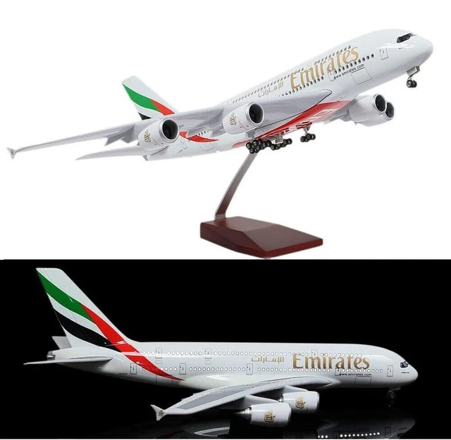 1:160 EMIRATES AIRWAYS A380 Plane Model / LED Light & Wheel Aircraft ...