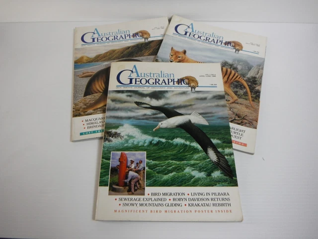 AUSTRALIAN GEOGRAPHIC MAGAZINES x3 1986 Bird Migration Tas Tiger ...