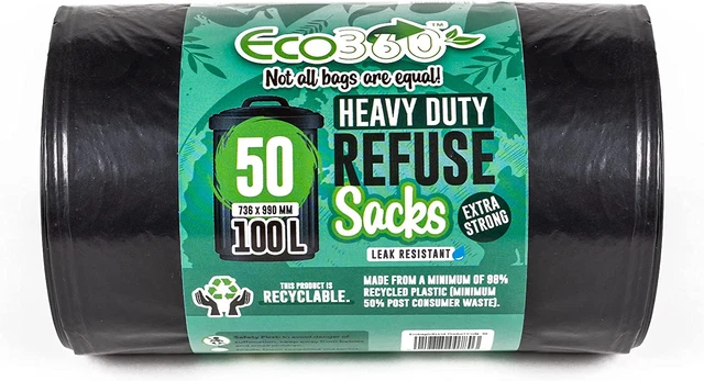 ECO BAG 50 Heavy Duty Refuse Sacks, Black, 1x £8.28 - PicClick UK