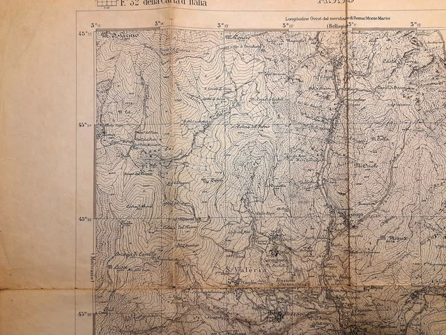 CARTA GEOGRAFICA ANTICA ASSO CANZO VALASSINA IGM 1947 Antique map EUR ...