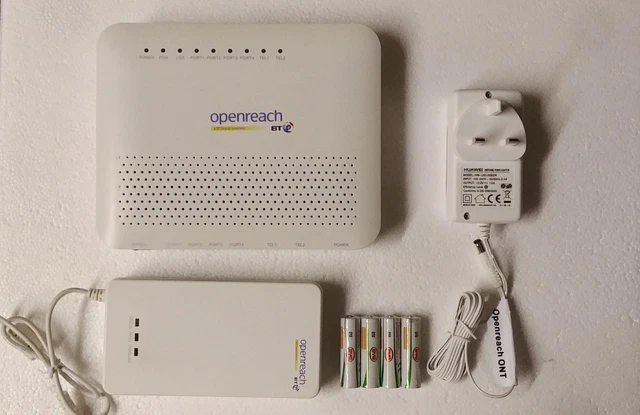 BT OPENREACH HUAWEI HG8240 EchoLife Fibre FTTP Modem Router & Battery ...