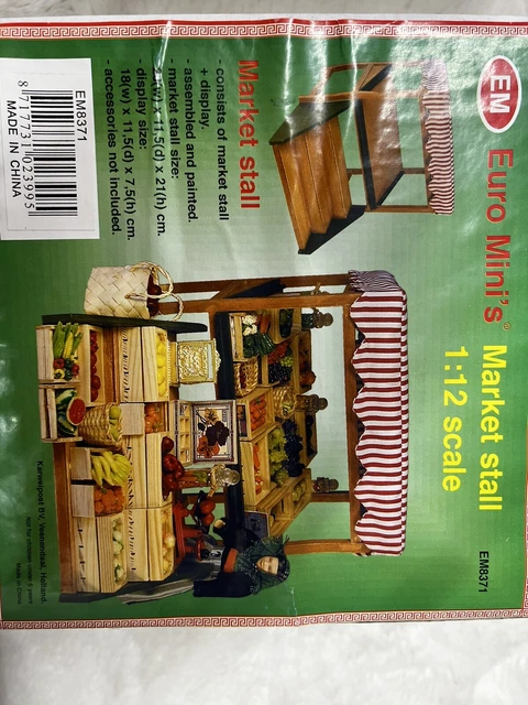 EURO MINI’S MARKET Stall Doll House Wooden Toy £25.00 - PicClick UK