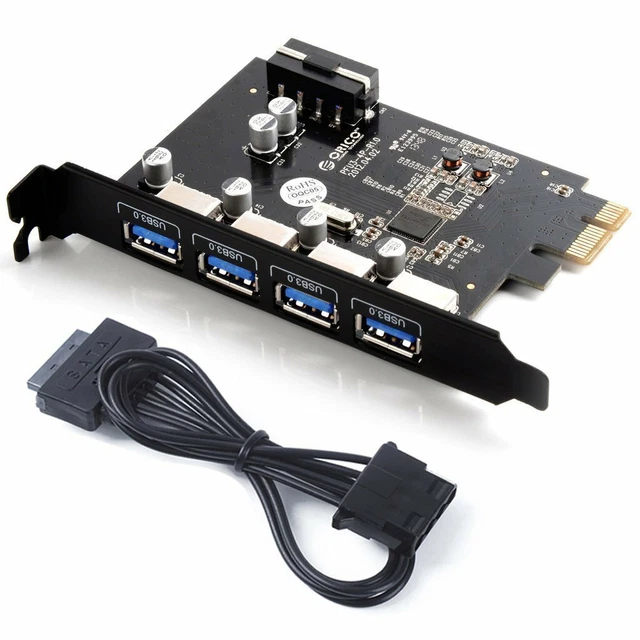 ORICO 4- PORT USB 3.0 PCI Express (PCIe) Card Hub Adapter w/ SATA Power ...