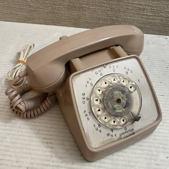 VINTAGE GTE AUTOMATIC Electric Model Rotary Telephone Beige/Tan RARE ...