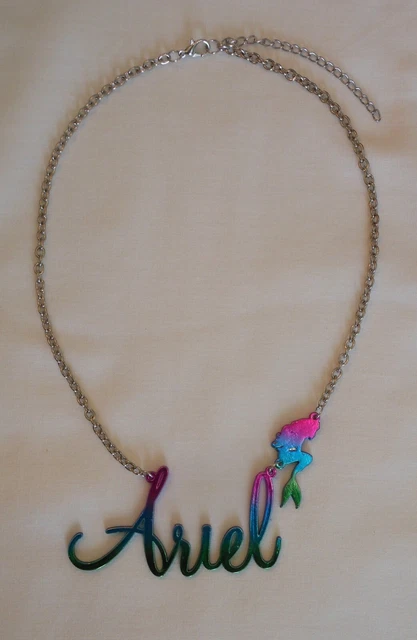DISNEY THE LITTLE Mermaid Ariel Ombre Name Plate Necklace NEW £15.89 ...