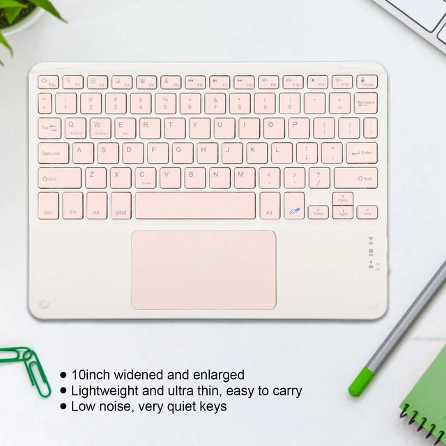 WIRELESS KEYBOARD WITH Touchpad Low Noise Quadrate Keycap 10inch Pink ...