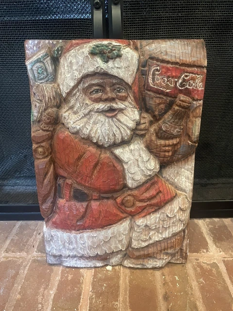 RARE VINTAGE DOLL Carver Ingeborg Tinius Wood Carved Santa Claus w ...