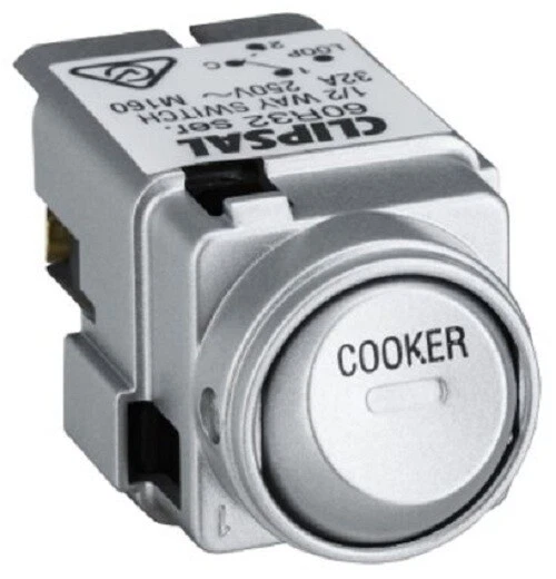 CLIPSAL SWITCH MECHANISM ASSEMBLY 32A 250V Marked COOKER,Arctic Silver ...