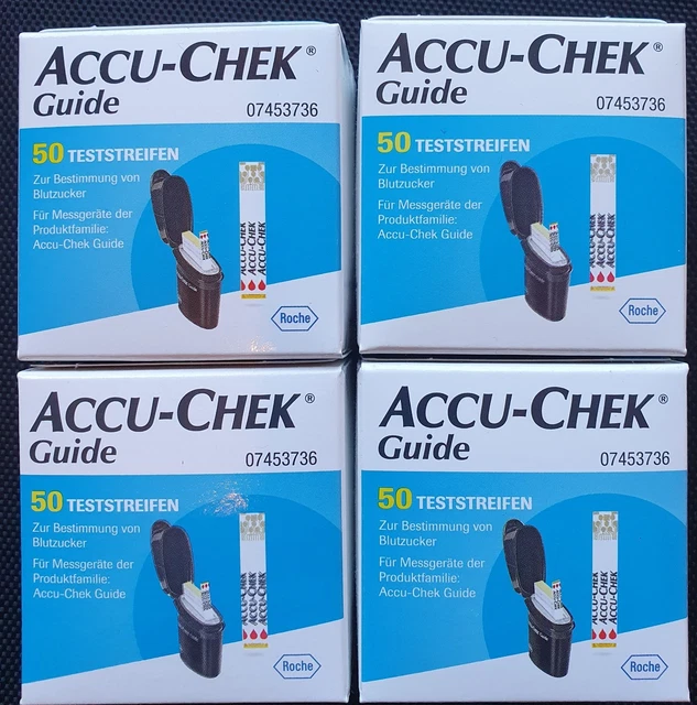 ACCU-CHEK GUIDE BLUTZUCKER Teststreifen 4x50 Stück NEU MHD 08+11.26 PZN ...