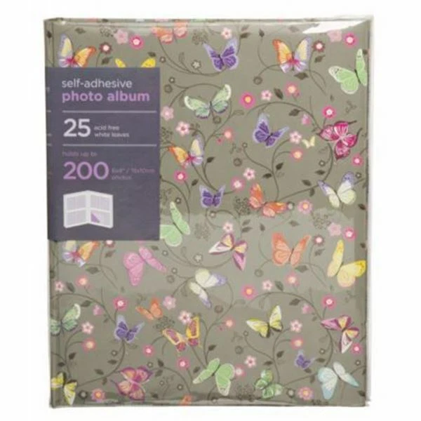 WHSMITH AMELIE GREY Self-Adhesive Photo Album 25 Leaves Case Bound Hold ...