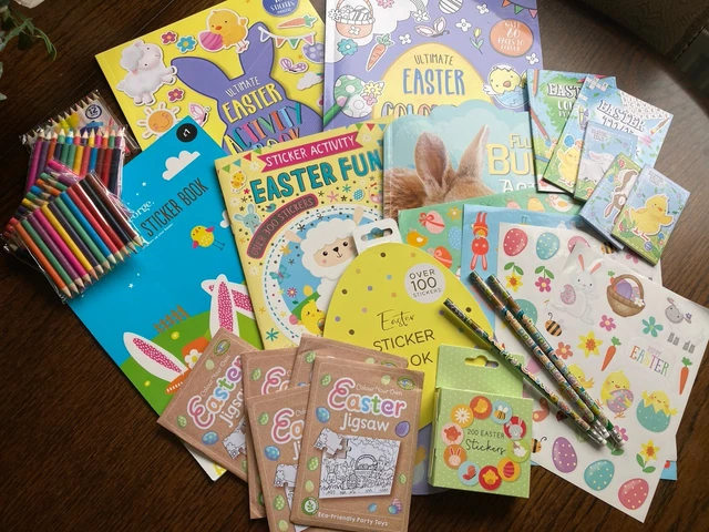 KIDS EASTER / Spring Books Activity Stickers Colouring Jigsaws Crayons ...