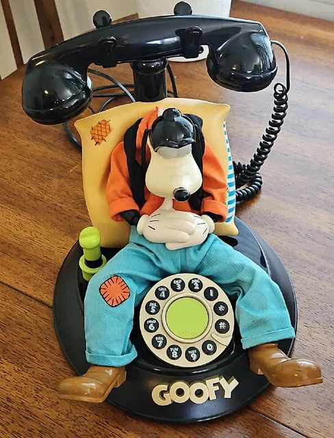 WALT DISNEY ANIMATED Talking Sleeping Goofy Corded Telephone Vintage ...