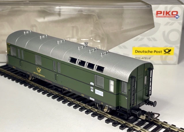 PIKO 53343 HO German Postal Coach Deutsche Bundespost b/12,9 Green Ep ...