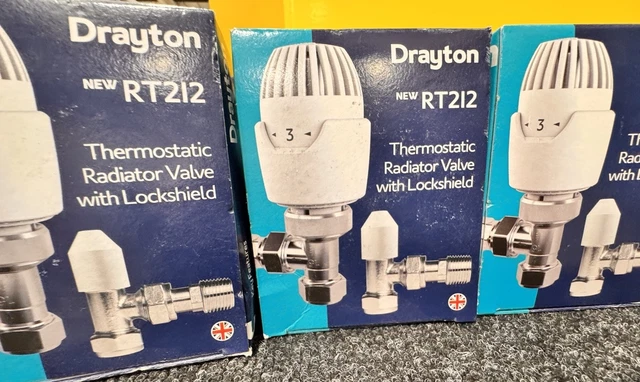 DRAYTON RT212 THERMOSTATIC Radiator Valve TRV with Lockshield – New £36 ...