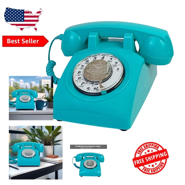 CLASSIC 1930S CORDED Phone with Rotary Dial - Blue Vintage Collectible ...