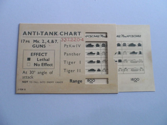WW2 ~ ANTI-TANK Chart Issued To British Tank Crews From 1944 EUR 4,92 ...