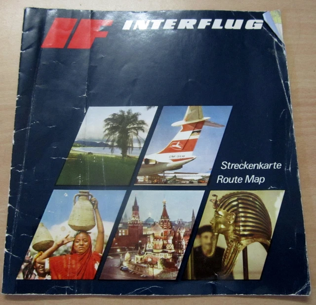 INTERFLUG STRECKENKARTE AUS den 70-80iger Jahren der DDR - Route Map ...