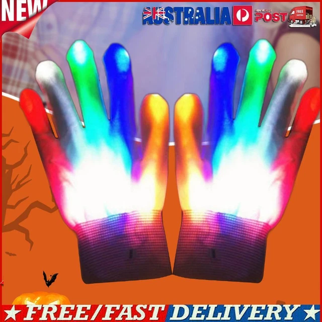 LED LUMINOUS GLOVES Hand Bone Glowing Glove Skeleton Mitten (Colorful ...