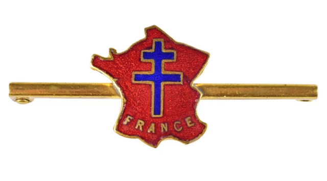 WORLD WAR TWO Free French Forces Supporters Enamel Sweetheart Brooch ...