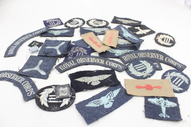 COLLECTION OF WW2 R.A.F, royal Observer Corps Badges, Inc. Sleeve ...