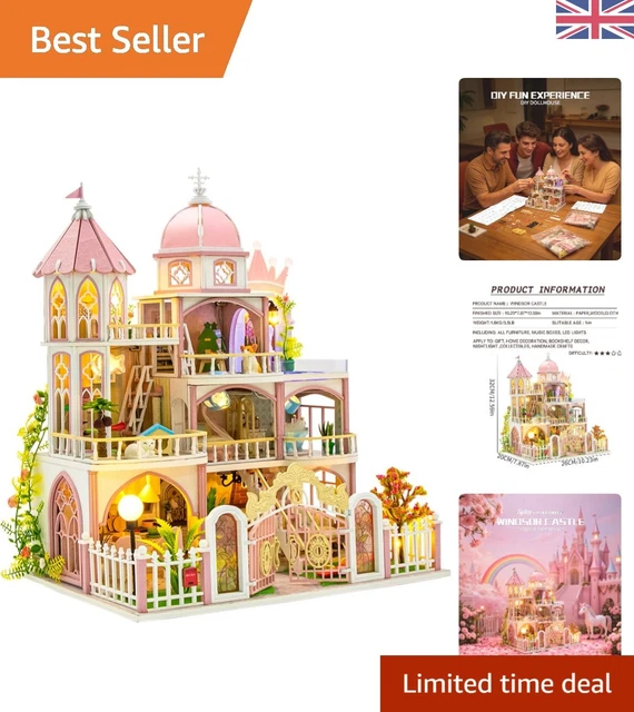 ENCHANTING WINDSOR CASTLE Miniature DIY House Kit with LED Light ...