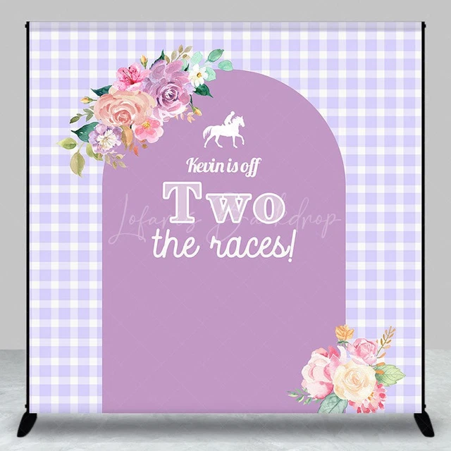 PURPLE FLORAL ARCH Plaid Custom Birthday Backdrop $37.90 - PicClick AU