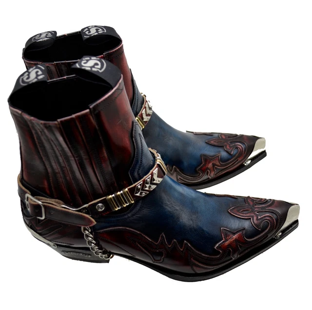 SENDRA 4660 HARNESS Red Blue Leather Cuban Heel Ankle Boots size 41 £ ...