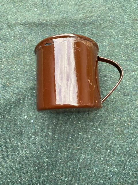 ORIGINAL WW2 1950S/NATIONAL Service British Army 1 Pint Brown Enamel ...