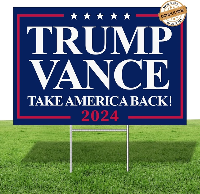 TRUMP JD VANCE 2024 Yard Sign with Heavy Duty Metal H-Frame,Durable ...