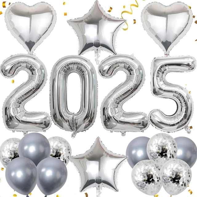 SILVESTER DEKO 2025 Dekoration Set, Luftballons 2025 Neujahr Deko 2025 ...