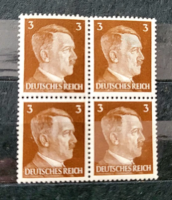 WW2 GERMAN GENUINE block of 4 stamps Officials A Hitler 3 pf £5.99 ...