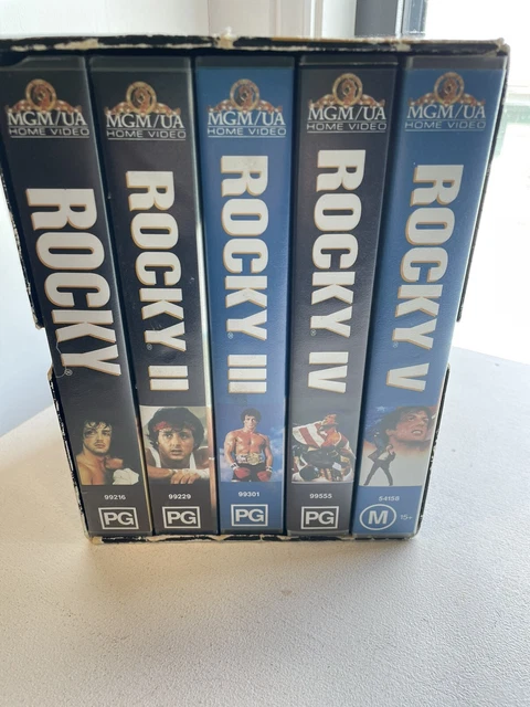 VINTAGE VHS VIDEO Rocky 1-5 Movie MGM Sylvester Stallone Boxed Boxing ...