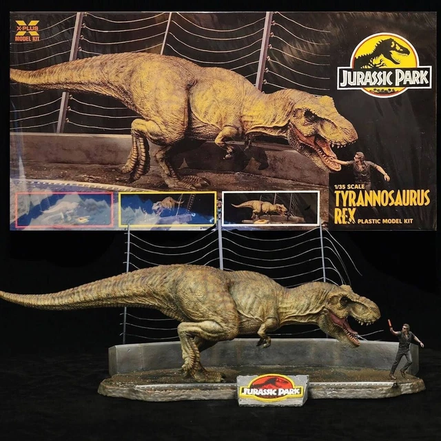 NEW! X-PLUS “T-REX Diorama” Jurassic Park 1/35 Scale Model Kit Case ...