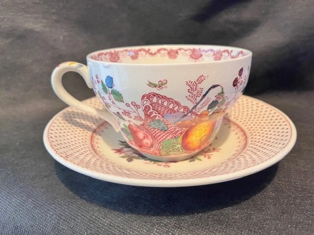 MASONS IRONSTONE &PAYNSLEY& pattern saucer + "Fruit basket" pattern cup ...