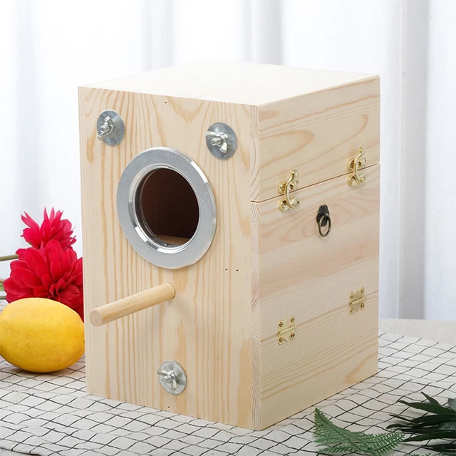 PARAKEET NESTING INSULATION Box Wooden Bird Nest Breeding Box Bird Cage ...