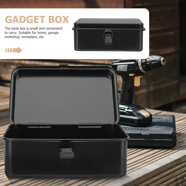 BLACK STEEL TOOL Box Small Doitool Metal Toolbox Compact Travel Work £ ...