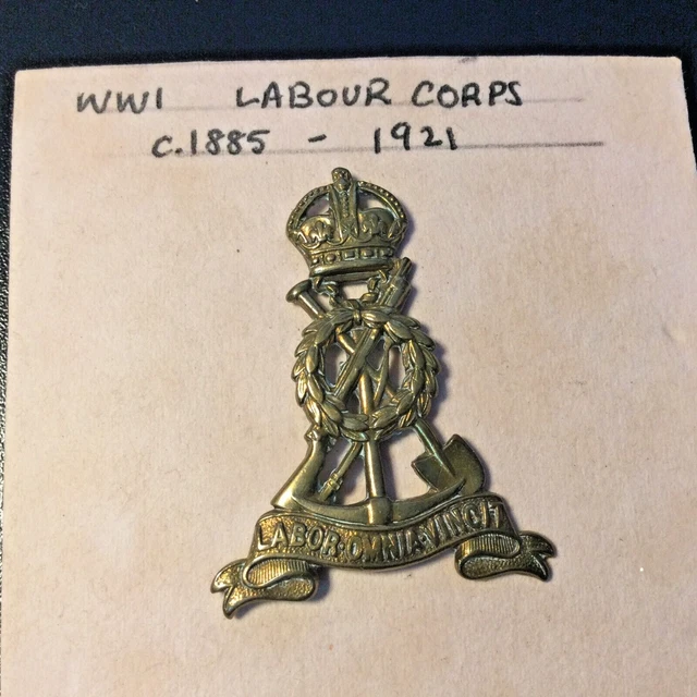 WW1 LABOUR CORPS Royal Pioneer Corps Cap Badge With Lugs & Split Pin ...