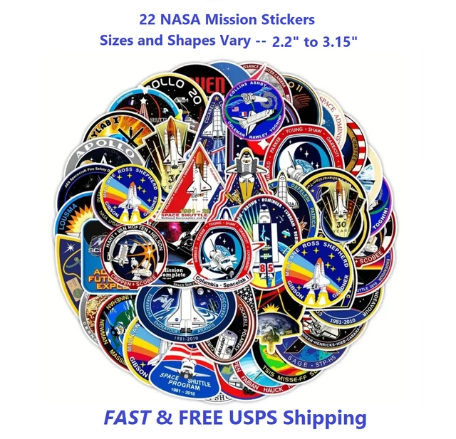 22 NASA APOLLO Moon, Space Shuttle, SkyLab SpaceStation Mission Decal ...