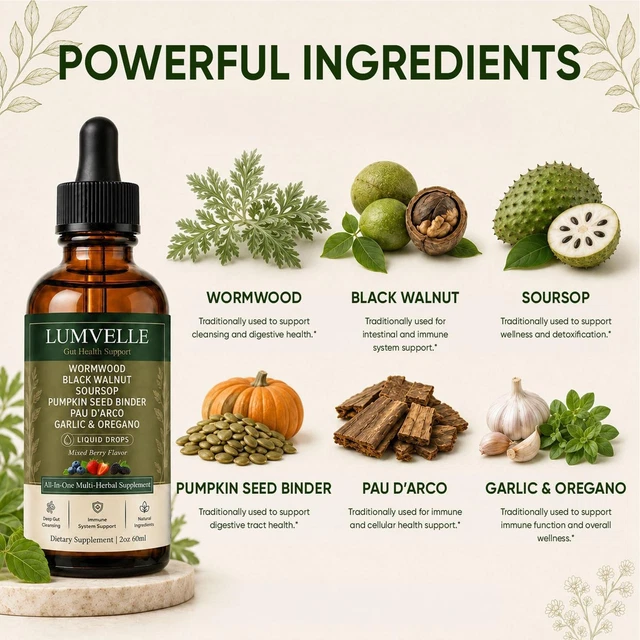 2 X LUMVELLE Wild Harvested Wormwood Herbal Liquid Botanical Supplement ...