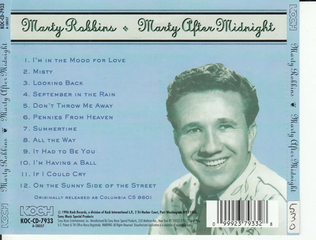 MARTY ROBBINS MARTY After Midnight (CD 1996) Koch fabriqué aux États ...